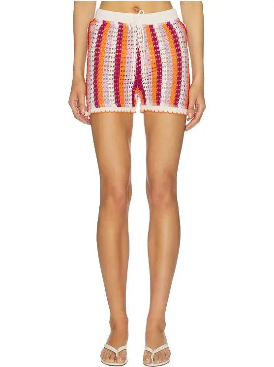 MAAJI Crochet Stripe Shorts - Open Purple
