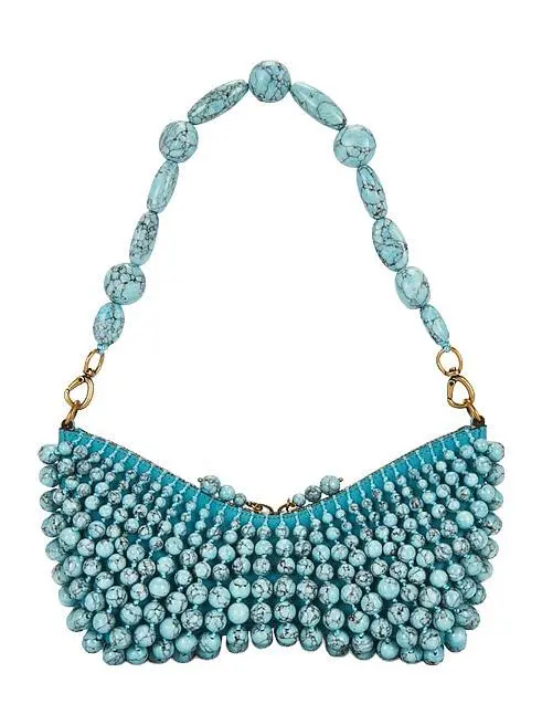 Cult Gaia Mercier Clutch With Natural Stone Embellishments - Ibiza Turquoise Ibiza Turquoise