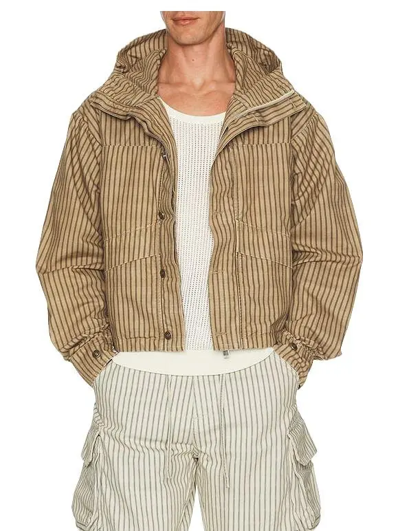 424 Cropped Parka - White & Blue