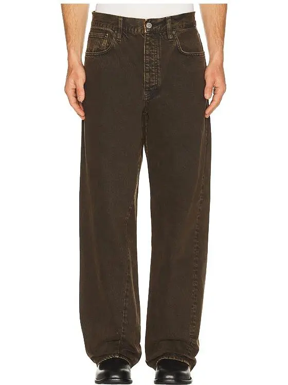 SUNFLOWER Wide Twist Denim Pants - Overdyed Black Khaki