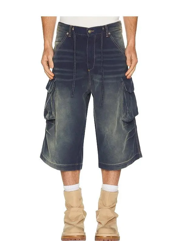 424 Camo Cargo Bermudas - Indaco Denim