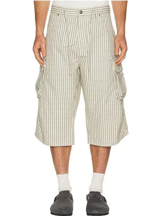 424 Camo Bermudas In Cream - White & Blue