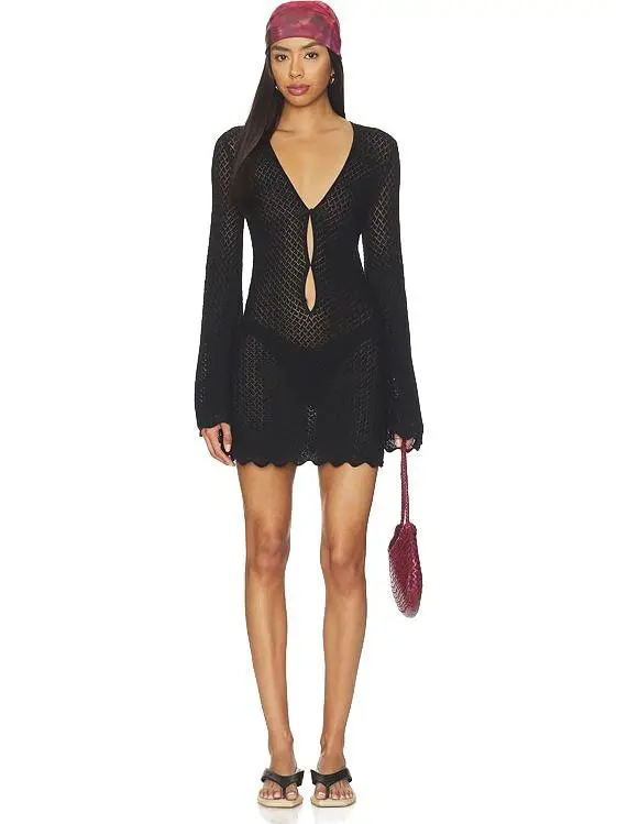 THE GARMENT Tanzania Crochet Knit Mini Dress - Black