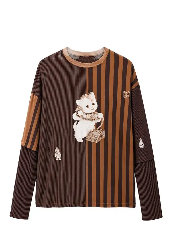 CASTANEDA Neutrals Sepia Long Sleeve T-shirt Two - Brown