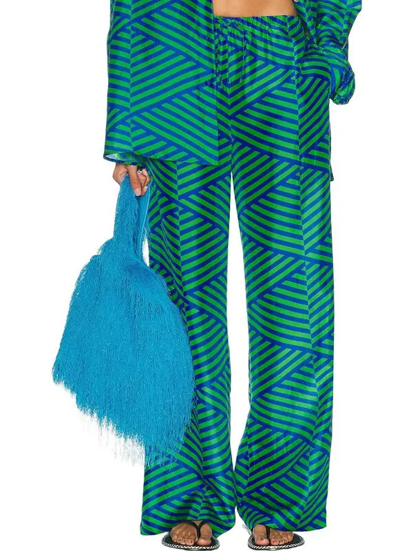 Dries Van Noten Puvis" Wide Leg Silk Trousers - Green