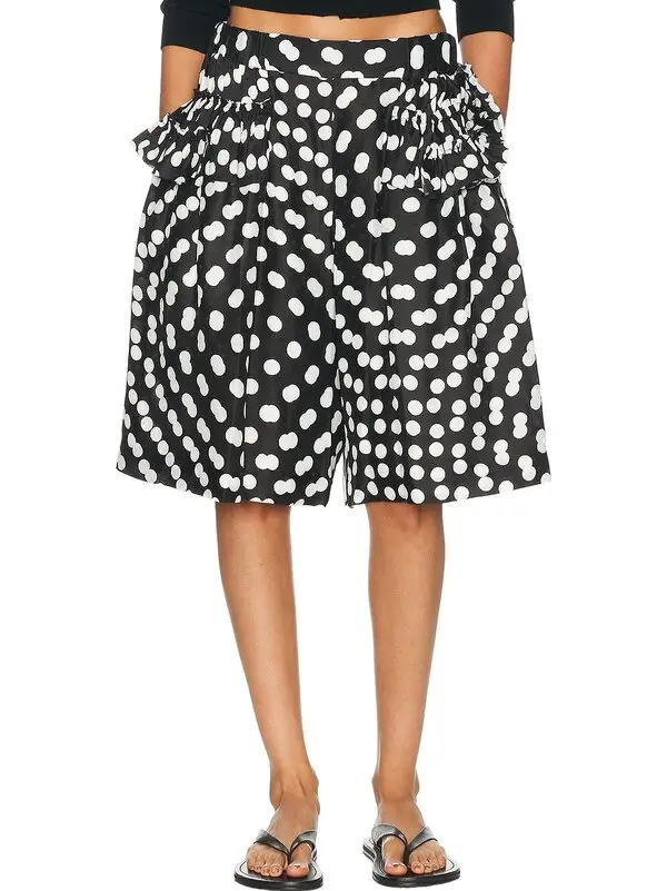 Dries Van Noten Polka Dot Printed Silk Blend Shorts - Black
