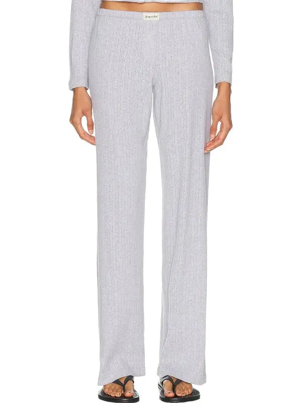 SPORTY & RICH Signature Logo Pointelle Trouser - Heather Gray