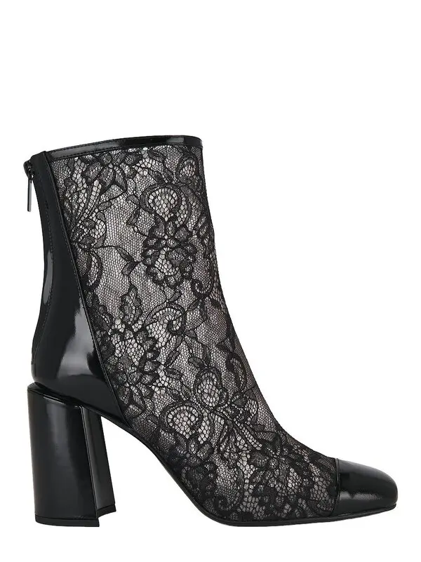 JIMMY CHOO Kisu 85 Square Toe Block Heel Boot - Black