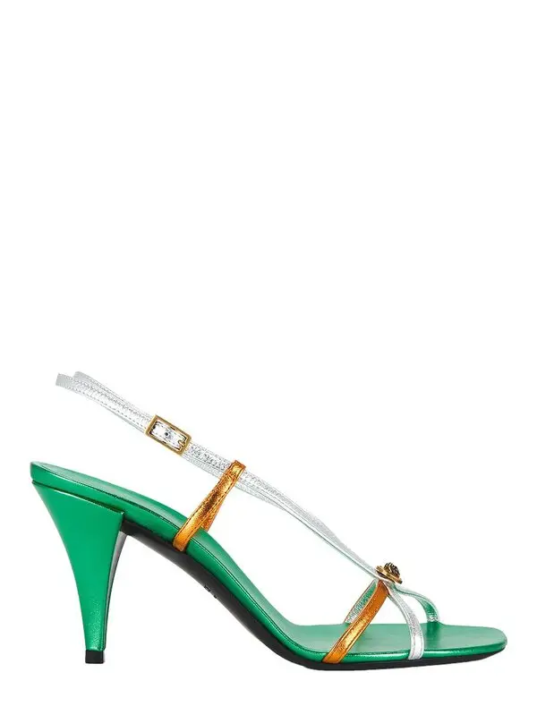 Versace Laminated Leather Strappy Sandal - Apple Green & Gold '82