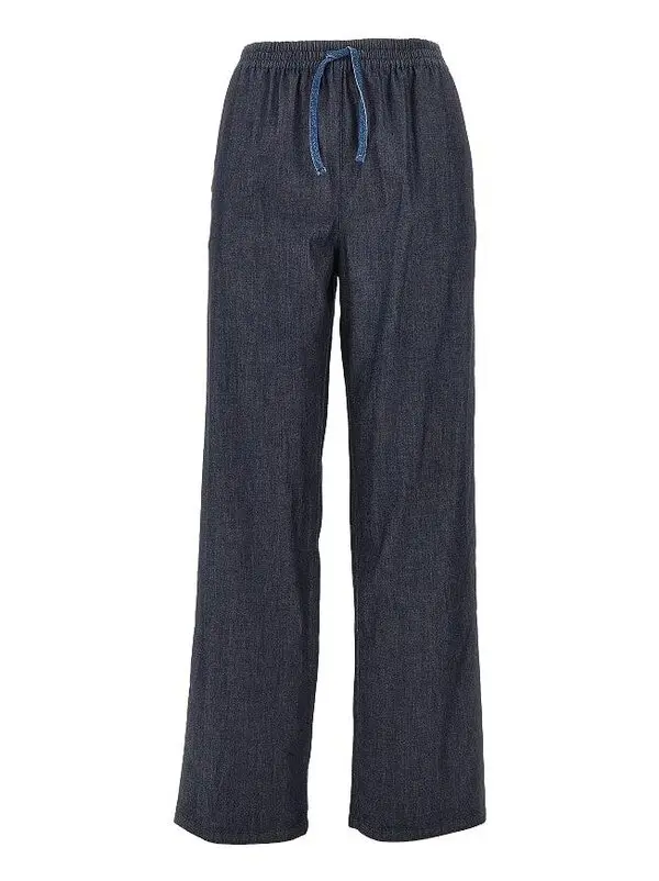 Emporio Armani Lightweight Stretch Denim Pants With Drawstring - Blue