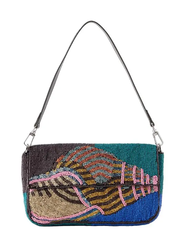 Staud Timmy Beaded Shoulder Bag - Blue