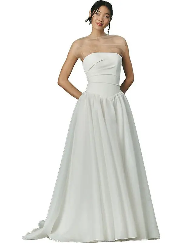 Watters Haven Gown In Organza - Ivory