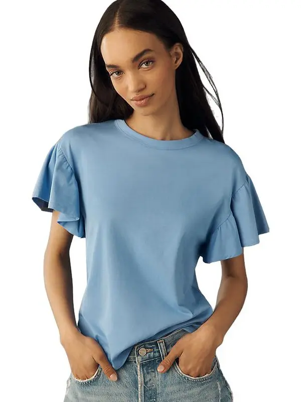 NATION LOS ANGELES Camille Flutter-sleeve T-shirt Top - Lavender