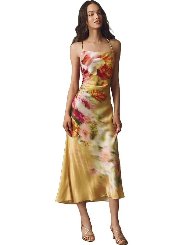 Bhldn Slip Midi Dress In Floral Print - Multi
