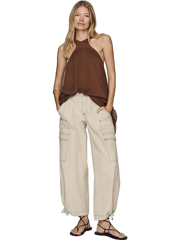 Anthropologie Linen Cotton High Rise Wide Leg Utility Pants - Alfalfa