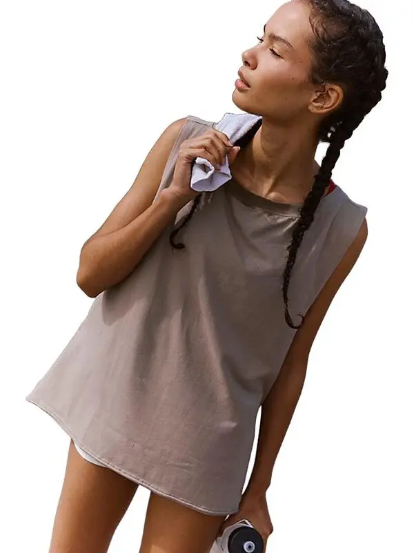 Free People Hot Shot Boat Neck Tank - Sage Stone