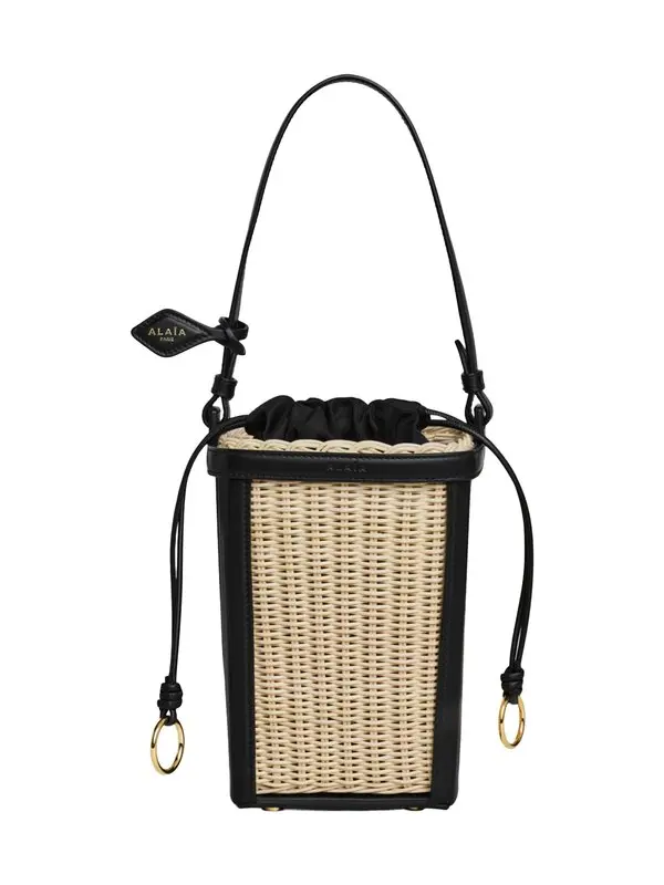 Alaïa Woven Bucket Bag With Drawstring Closure - Black