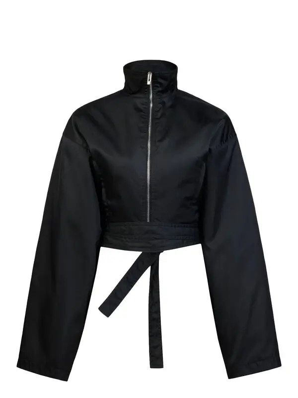 Alaïa Cropped Bomber Jacket With Sash Belt - Black