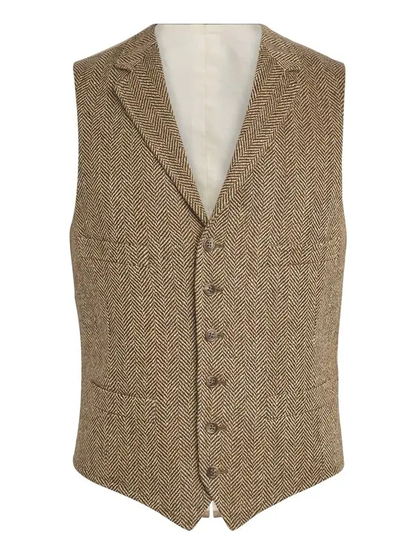 Polo Ralph Lauren Wool-blend Herringbone Waistcoat - Ivory