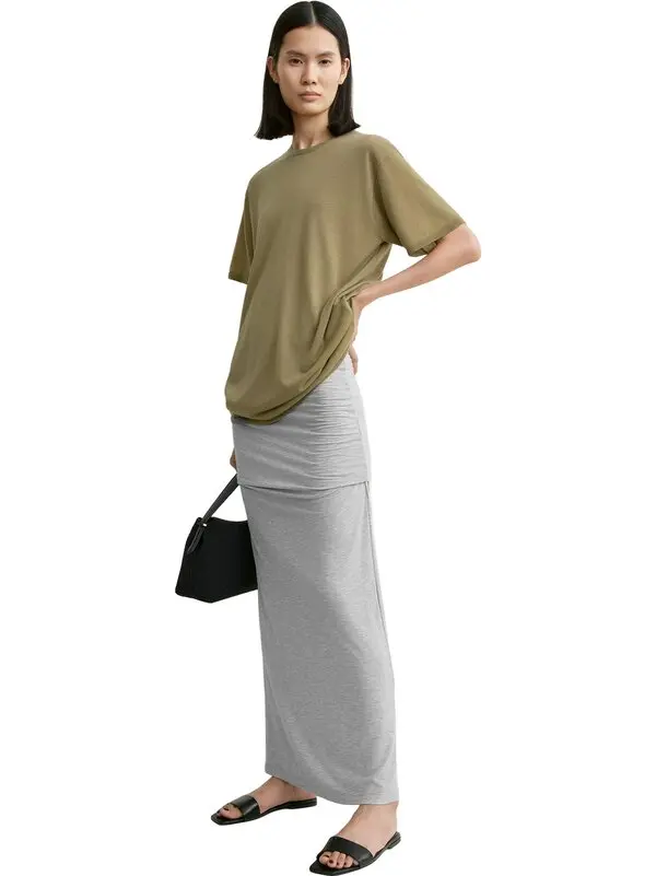 TOTEME Draped Jersey Skirt - Pale Grey Melange