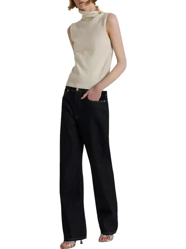 Alberta Ferretti Ribbed Knit Sleeveless Top - Neutrals