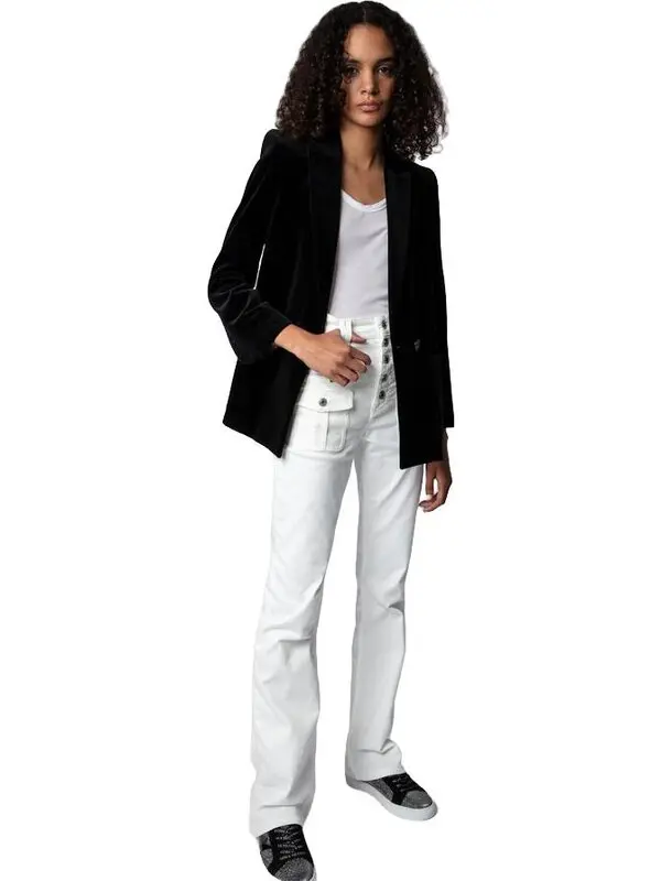 Zadig&Voltaire High Waisted Straight Cut Jeans - White