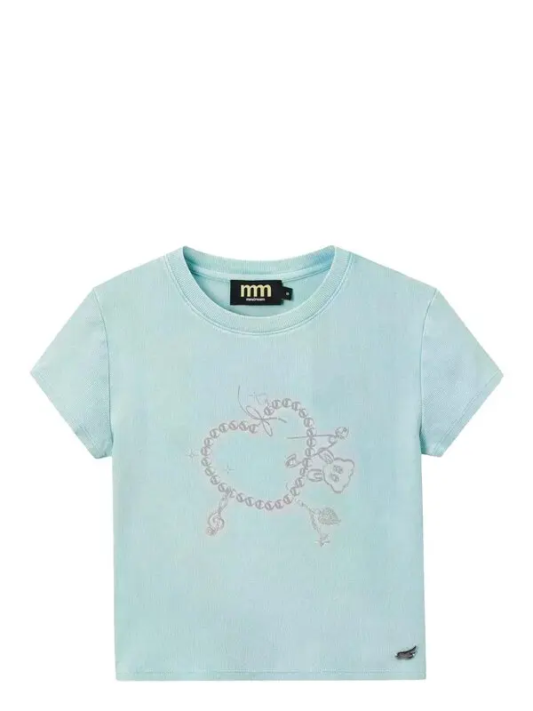 MINI CREAM Ribbed Graphic Print T-shirt - Blue