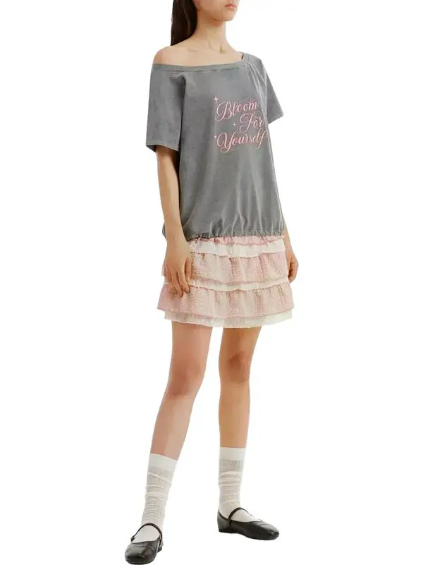 B+AB Ruffled A-line Mini Skirt - Pink