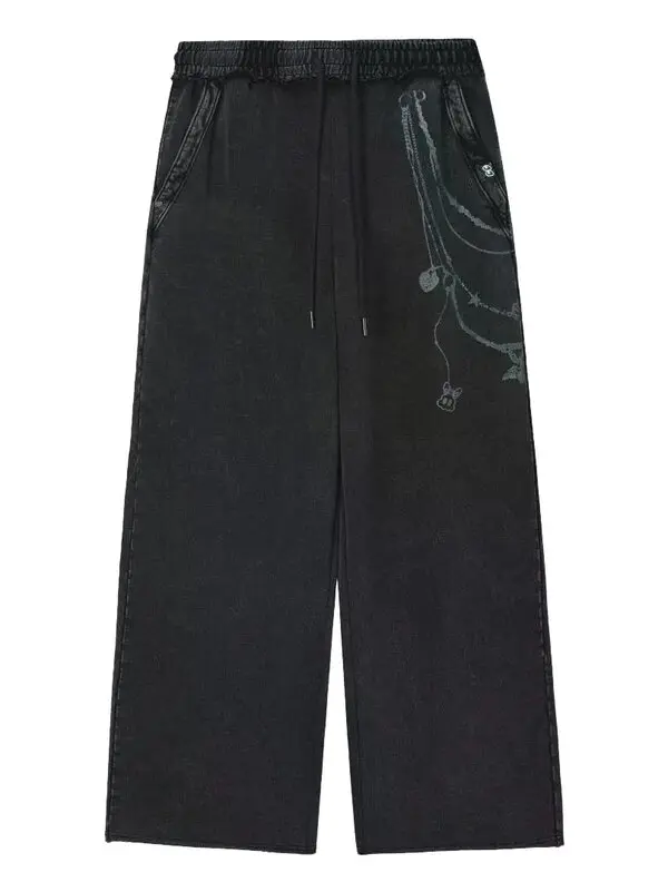 MINI CREAM Graphic Print Wide-leg Track Pants - Grey