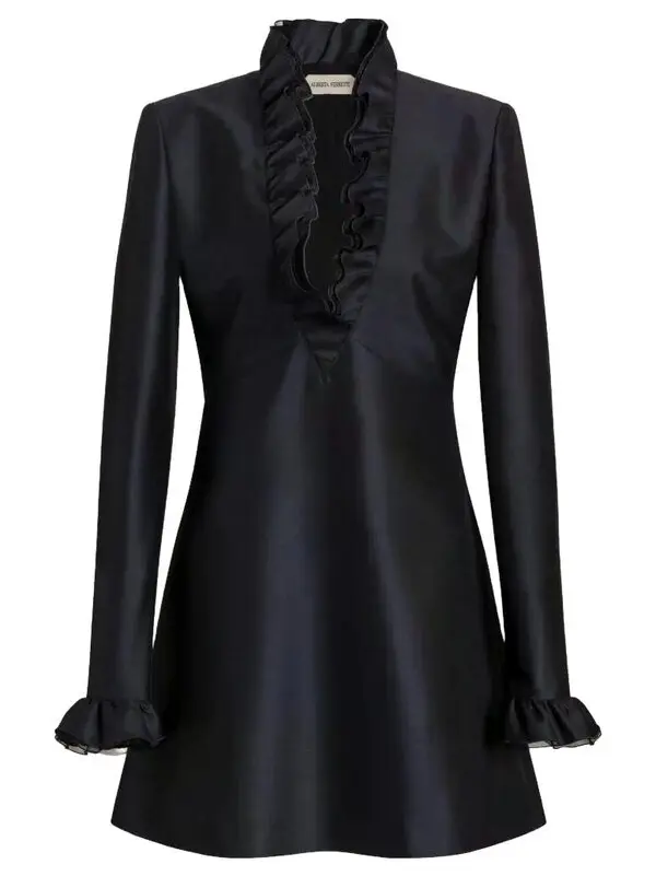 Alberta Ferretti V-neck Ruffled Dress - Blue