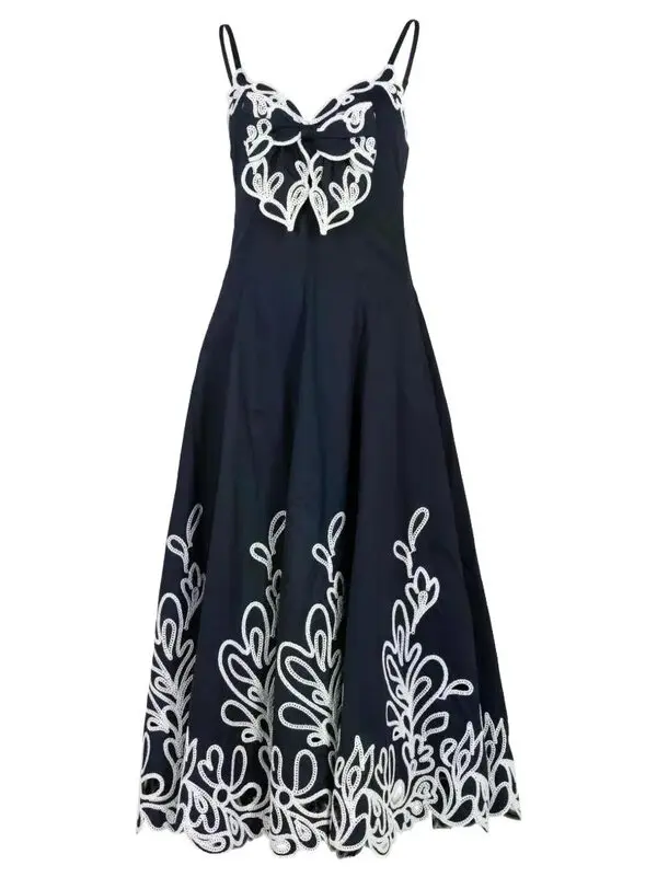 Cinq À Sept Paisley Bloom Embroidered Midi Dress - Blue