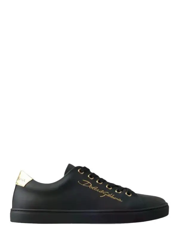 Dolce & Gabbana Logo-print Leather Lace-up Sneakers - Black