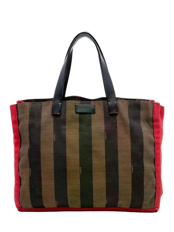Fendi Pequin Canvas Shopping Tote Bag - Brown