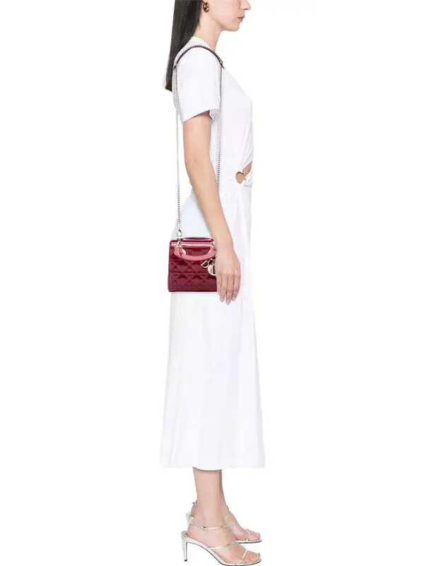 Dior Patent Cannage Lady Satchel - Red