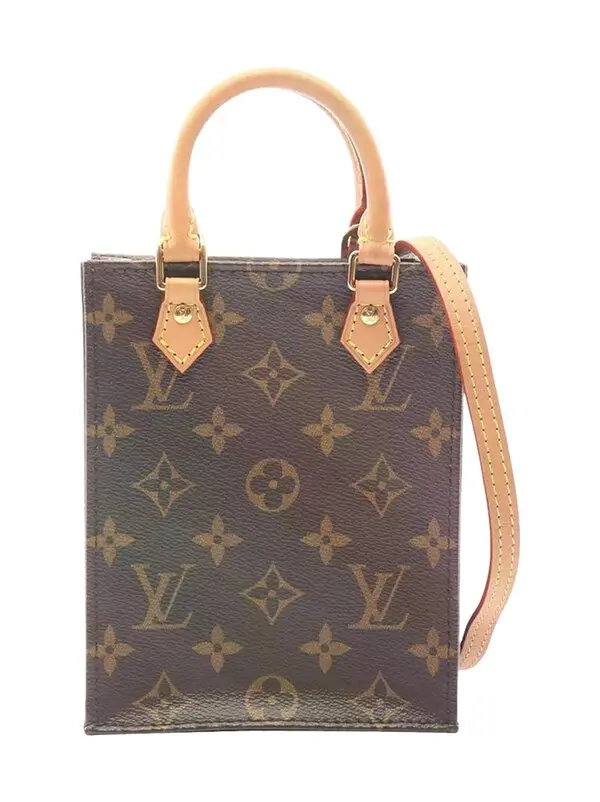 LOUIS VUITTON Monogram Petit Sac Plat Satchel - Brown