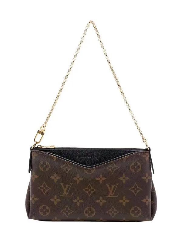 LOUIS VUITTON Monogram Pallas Clutch Satchel - Black