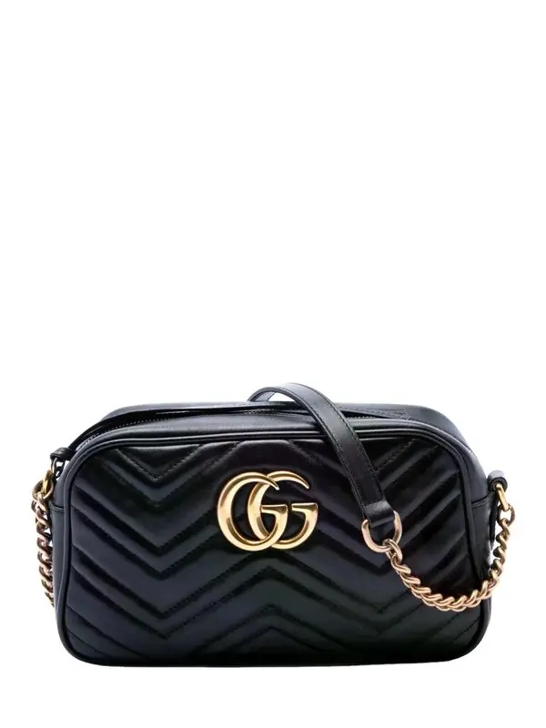Gucci Small Gg Marmont Matelassé Calfskin Crossbody Bag - Black