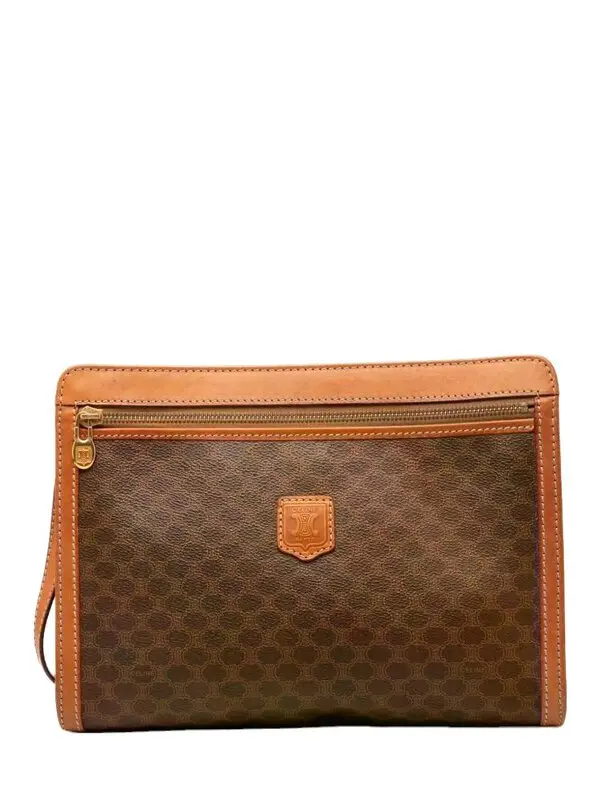 Celine Macadam Coated Canvas Clutch Bag - Brown