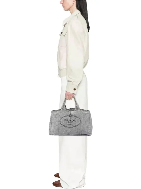 Prada Canapa Logo Satchel - Grey