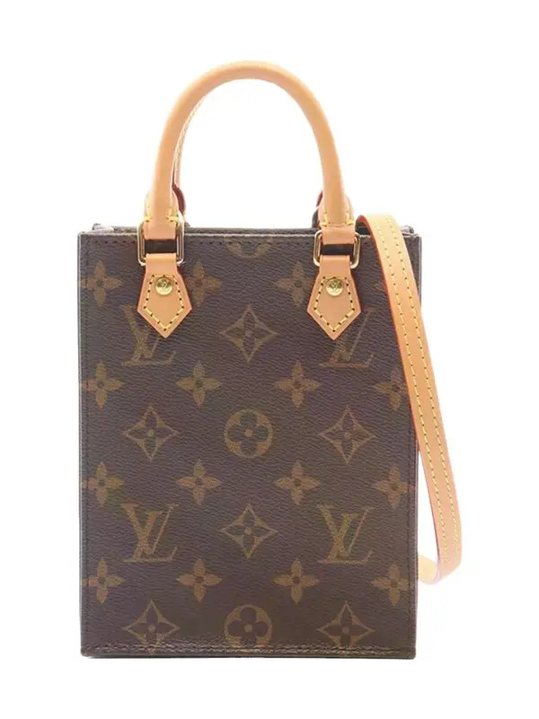 LOUIS VUITTON Monogram Petit Sac Plat Satchel - Brown