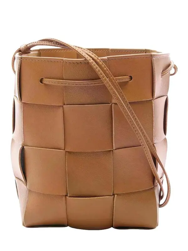 Bottega Veneta Small Nappa Maxi Intrecciato Cassette Bucket Bag - Brown