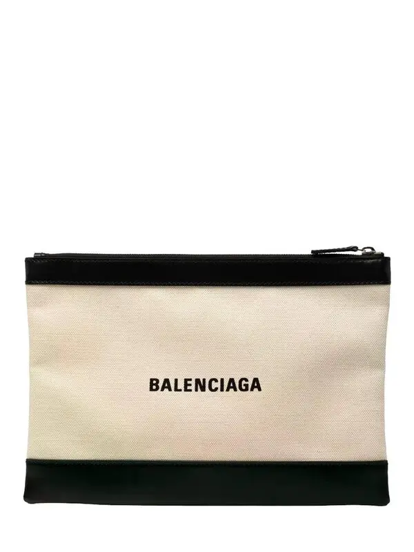 Balenciaga Navy Clip M Clutch Bag - Brown
