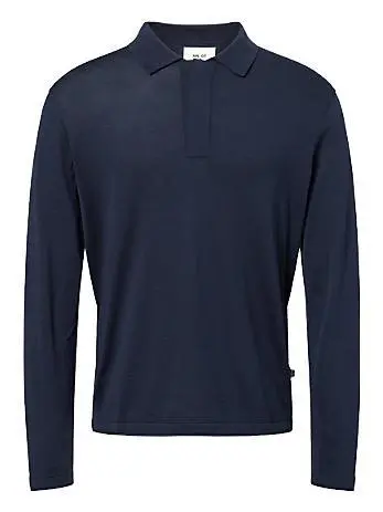 Nn07 Sammy Cotton And Silk-blend Polo Top - Navy
