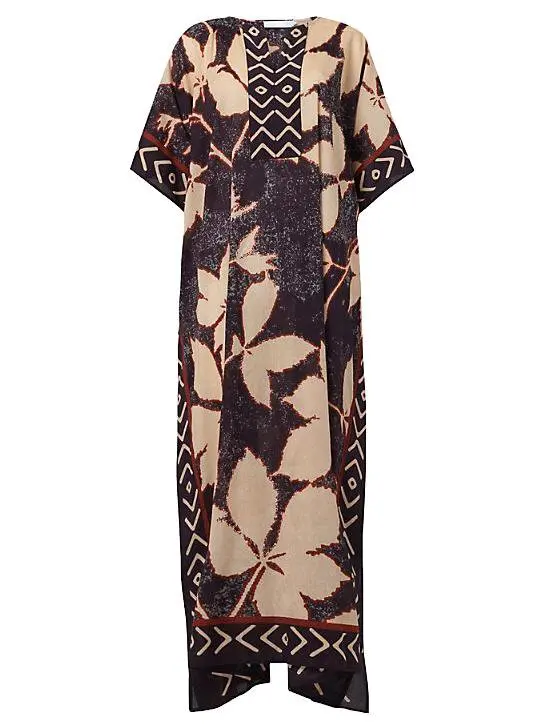 LEEM Floral Print Cotton Kaftan - Multi-coloured