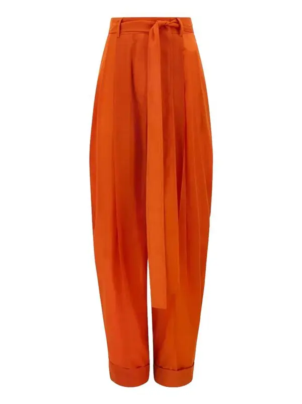 FERRAGAMO Barrel-leg Virgin Wool Trousers - Orange