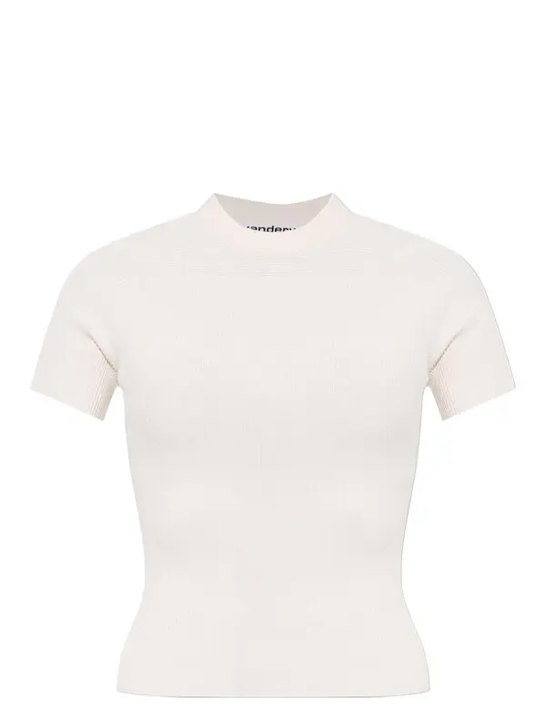 Alexander Wang Ribbed Fitted Short Sleeve Top - Pink
