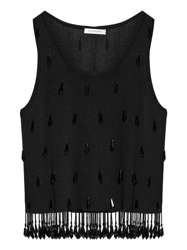 BY MALENE BIRGER Hysa Top With Fringe Detail - Black