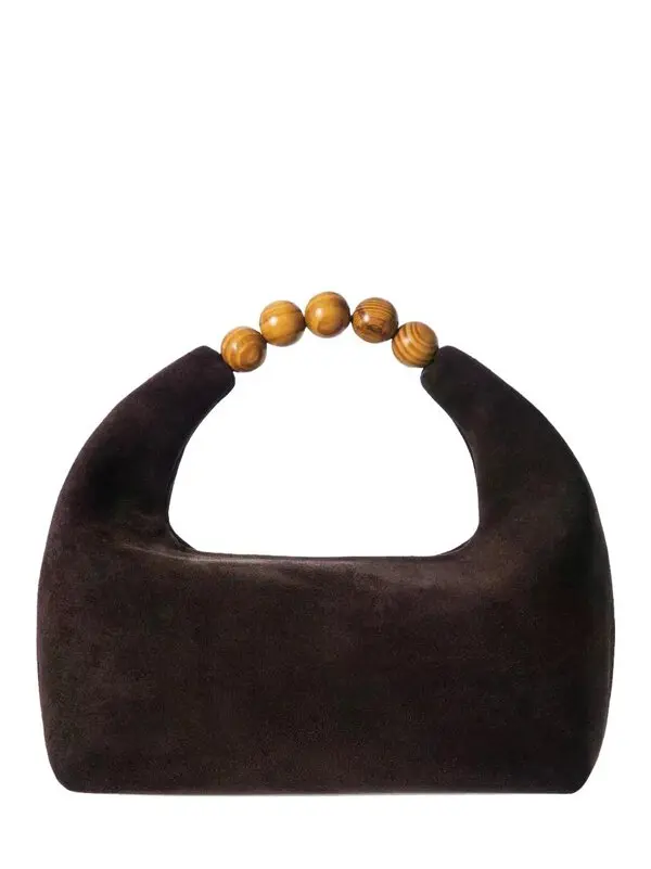 0711 TBILISI Janie Beaded Suede Tote Bag - Brown