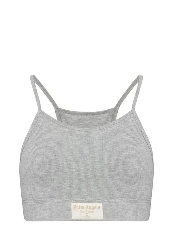 Palm Angels Ribbed Lingerie Top - Grey
