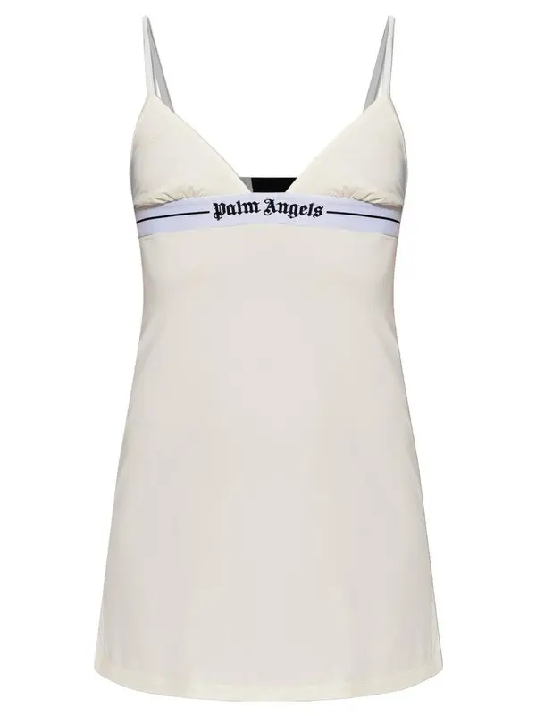 Palm Angels Spaghetti Strap Mini Slip Dress - Cream